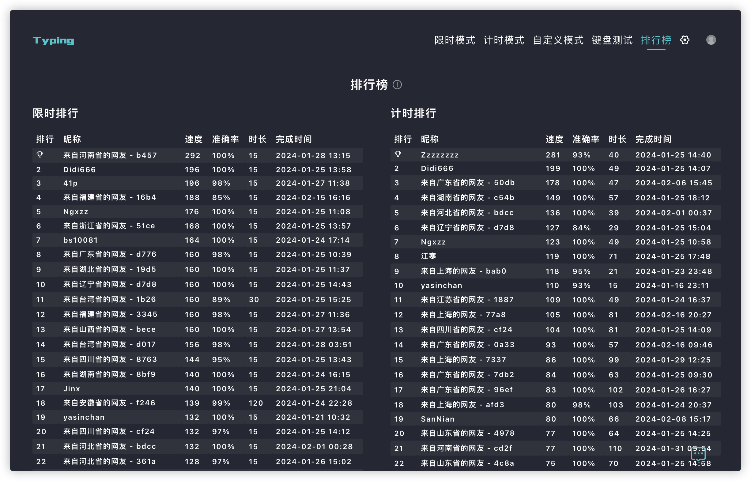 Typing | 在线打字练习与键盘测试 - 倒计时/计时/自定义/PK模式 - 自定义主题与字体